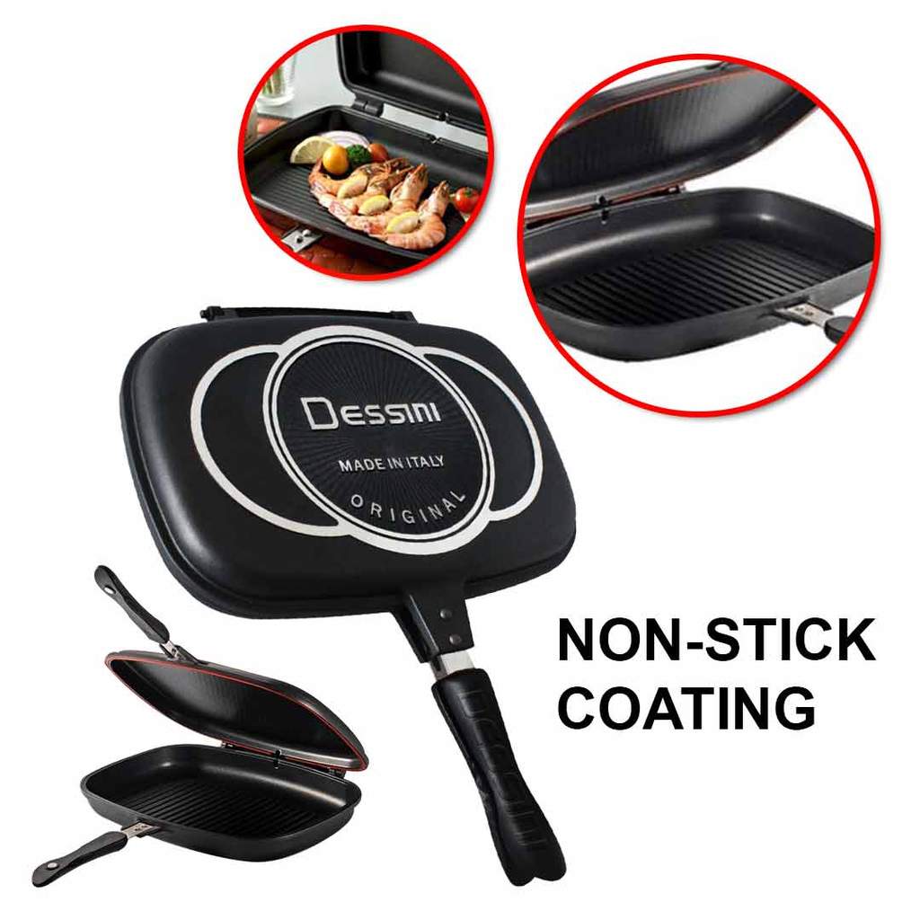 Dessini 40 cm Double-Sided Non-Stick Grill Pan – Black - Global Houseware